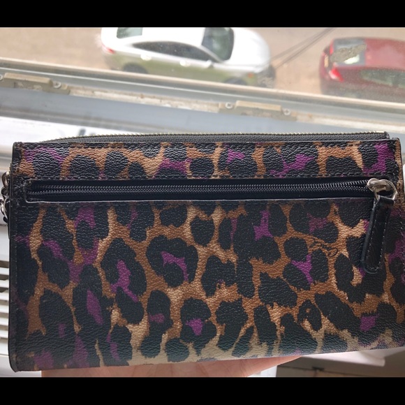Coach | Bags | Black And Purple Leopard Print Wallet | Poshmark